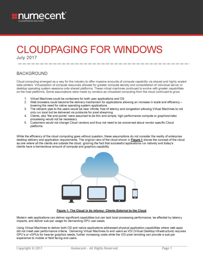 CLOUDPAGING FOR WINDOWS - July 2017